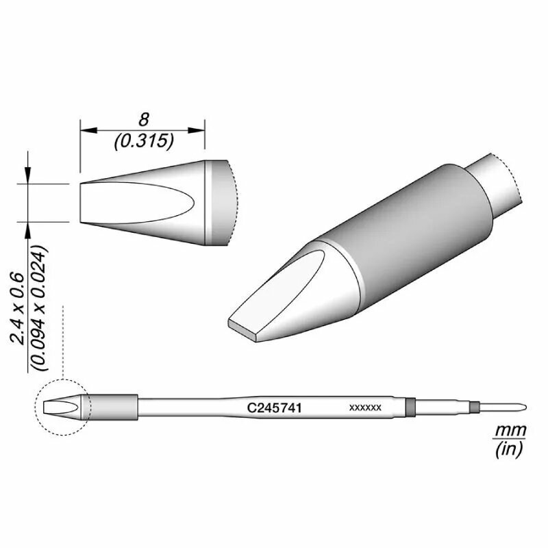 100% JBC Бессвинцовое паяльное жало C245-741/741H подходит для паяльной станции CDB, 1 шт