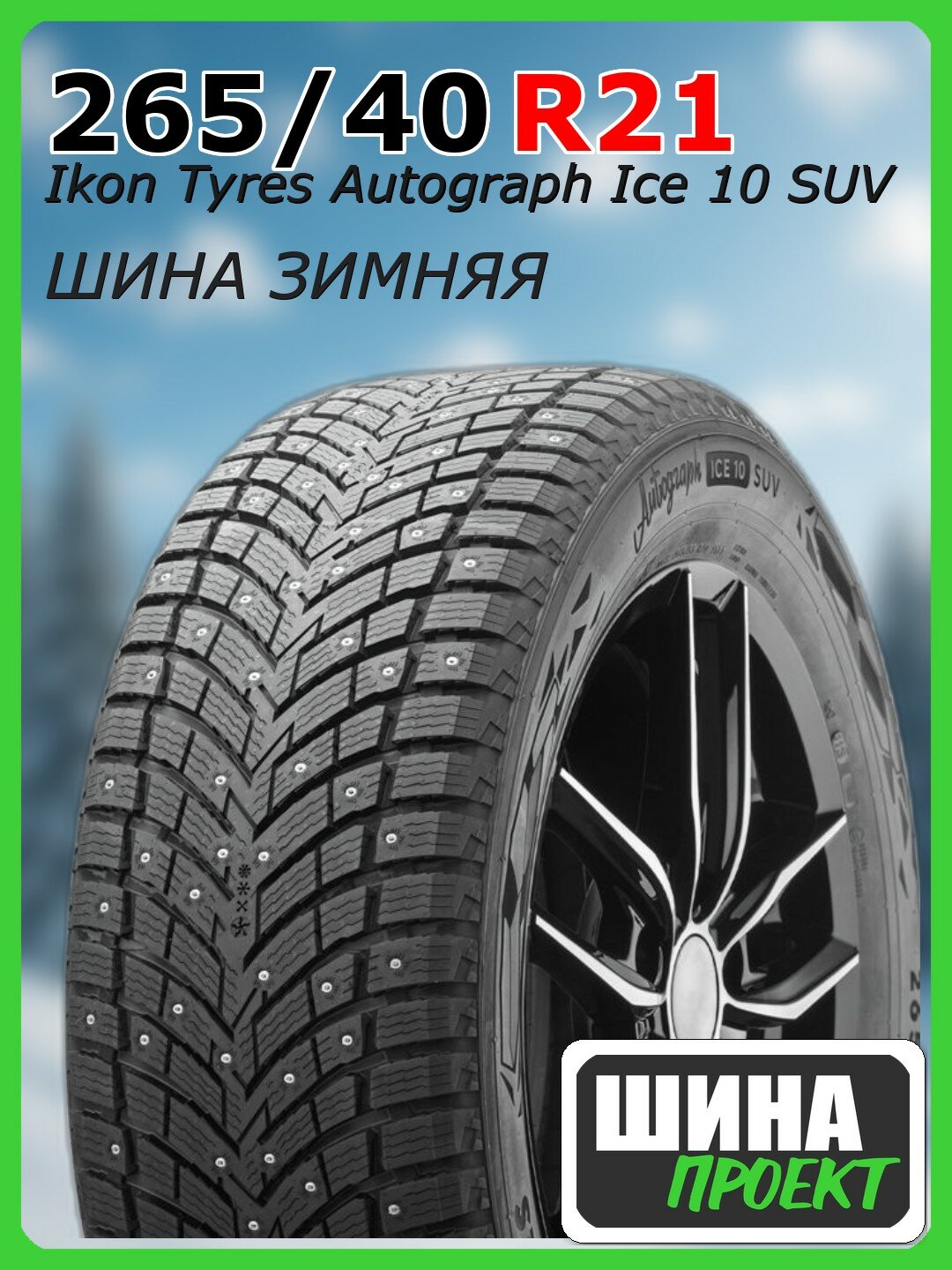 Шина зимняя шипованная Ikon Tyres 265/40/21 T 105 Ikon Autograph Ice 10 SUV XL Ш. для легковых автомобилей TS78168