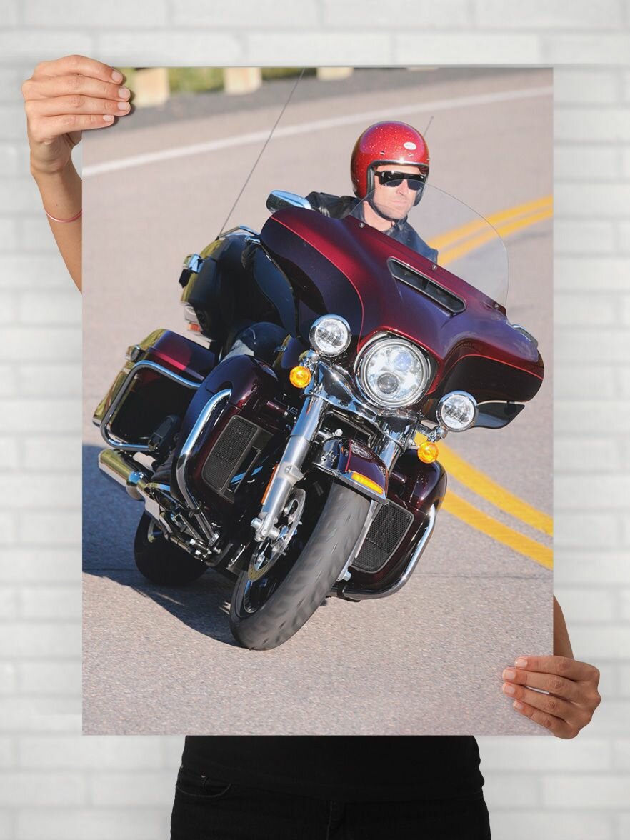 Плакат на стену для интерьера Авто и Мото (Харлей Дэвидсон Тур Глайд FLT - Harley Davidson Tour Glide FLT) A2 (42x61 см)