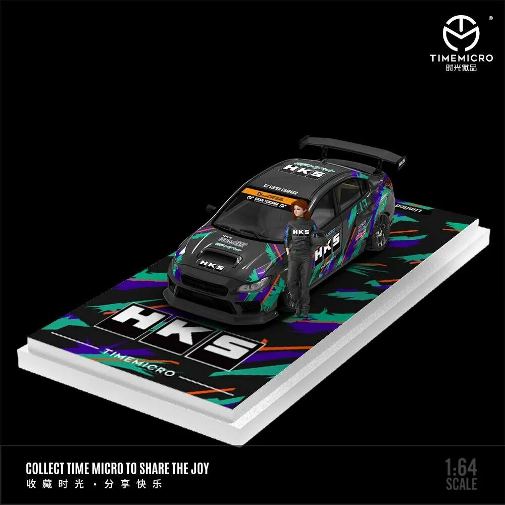 TimeMicro 1:64 WRX STI HKS Модель автомобиля HKS GT SUPER CHARGER HKS Metal Toy Car