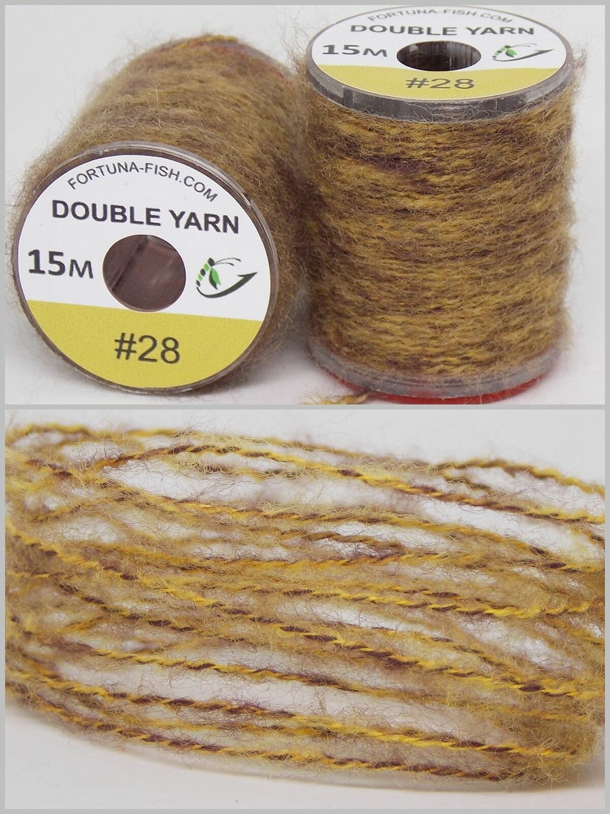 Пряжа Double Yarn #28 - Coffee / Golden Yellow (15 м.)