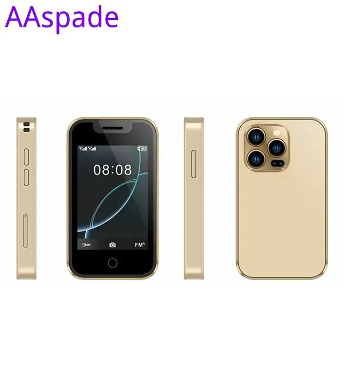Мобильный телефон Aaspade BM16 PRO, золотой, 2.4 дюйма, 2 SIM, 1000 мАч