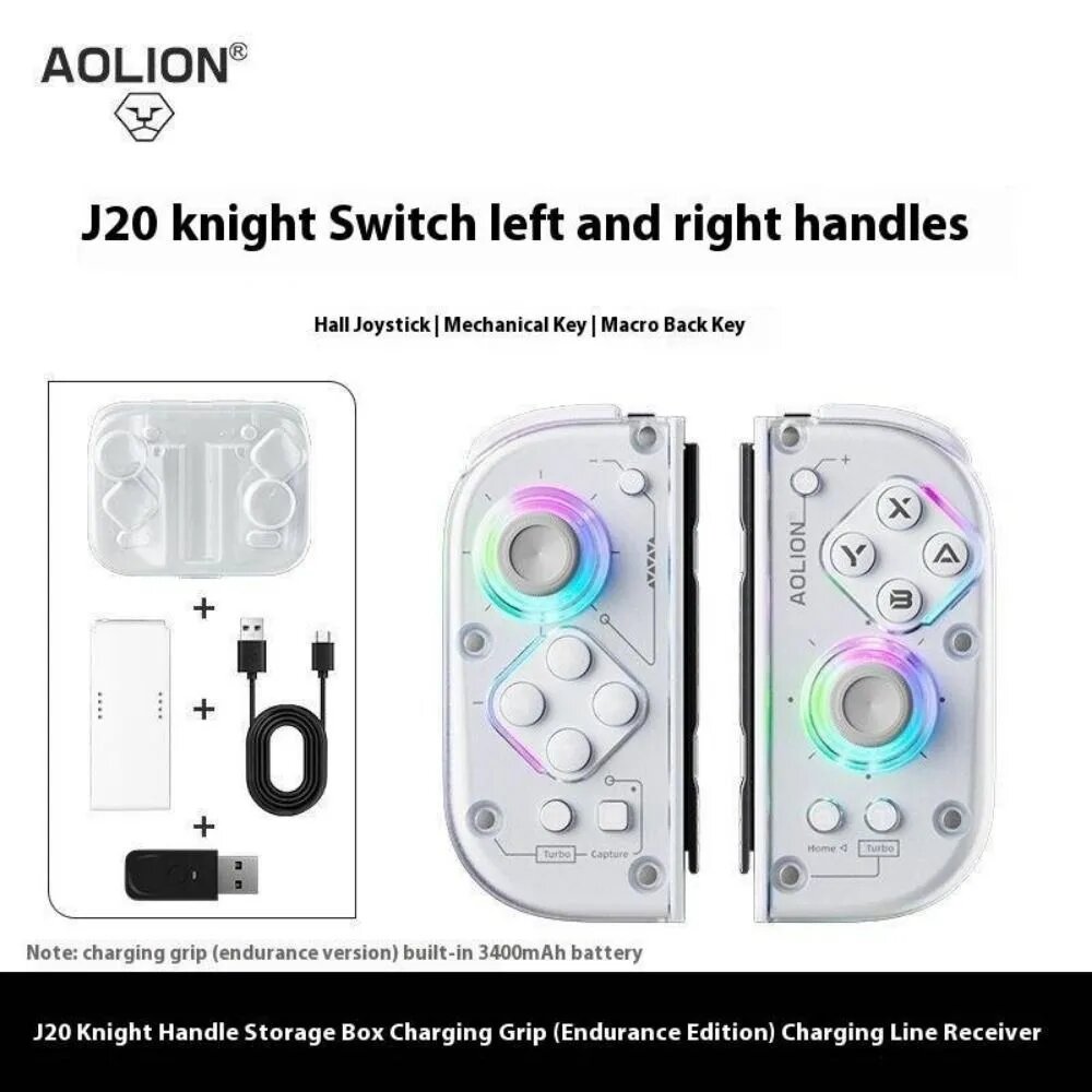 AOLION J20 Knight Геймпад Подходящие платформы включают мобильные устройства и компьютеры Джойстик Hall и световые эффекты RGB