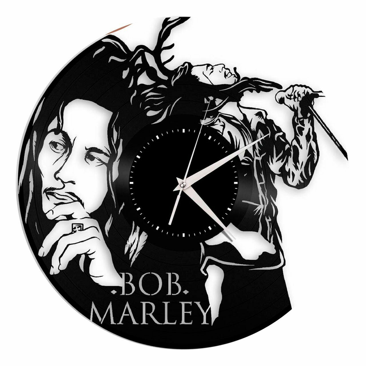Часы из виниловой пластинки (c) VinylLab Bob Marley, диаметр 30 см