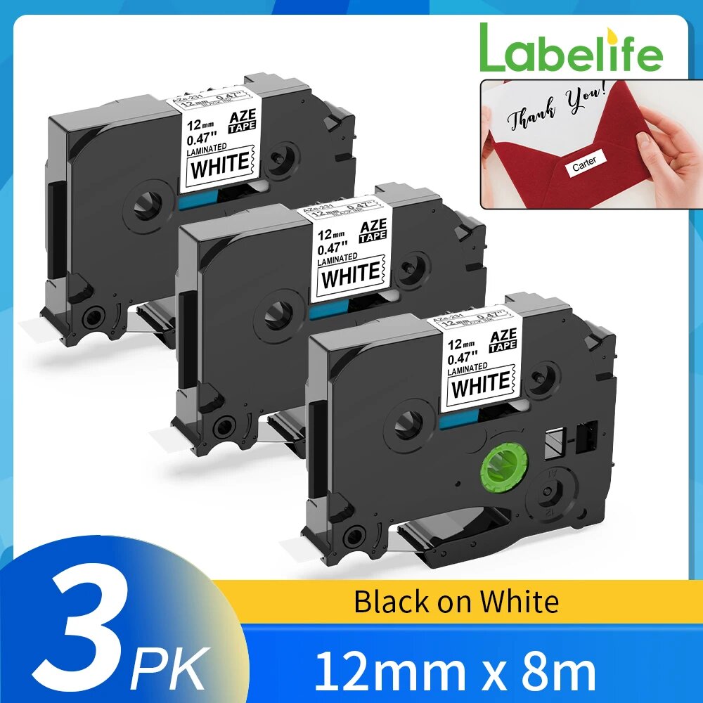 Лента для принтера этикеток Labelife 12mm x 8m, 3PK, White