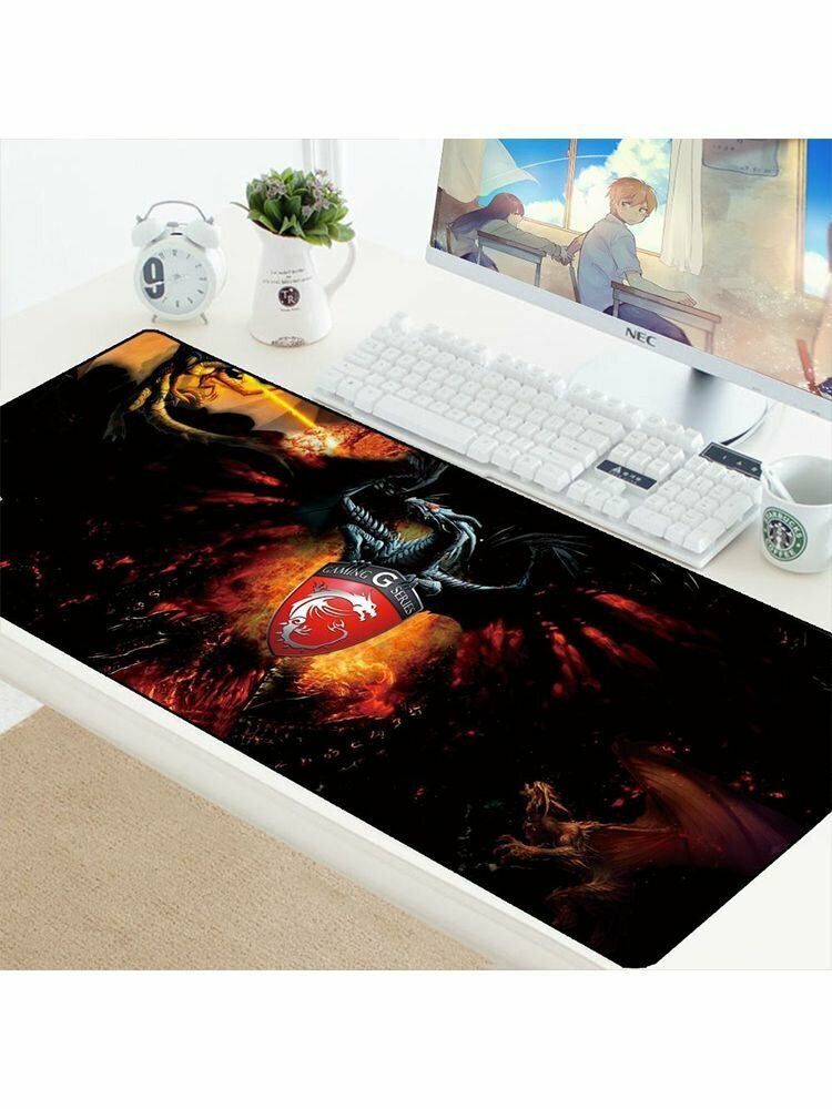 Коврик для мыши Red Dragon 900x400 большой игровой резиновый аксессуары для ноутбука офисный настольный коврик