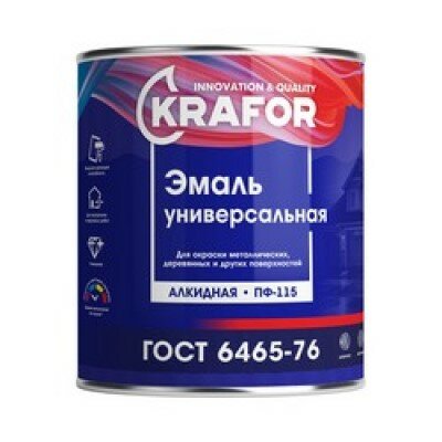 Эмаль Krafor ПФ-115 ярко-зеленая, 0,8 кг, универсальная, для внутренних и наружных работ 3040