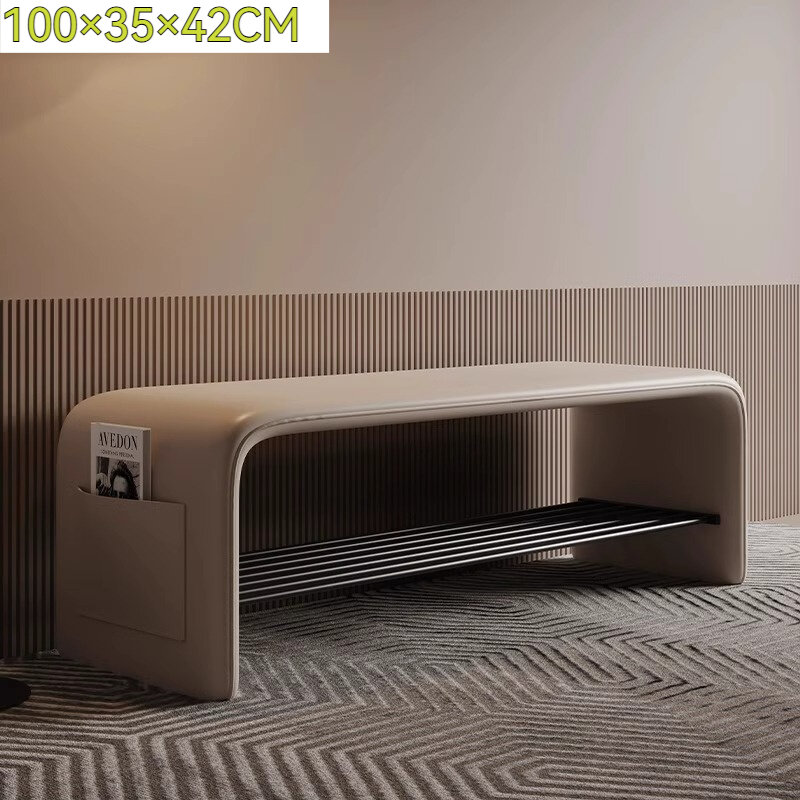 Скамейка для обуви с 3D эффектом, ар-деко стиль, 100 × 35 × 42 см, светло-бежевая
