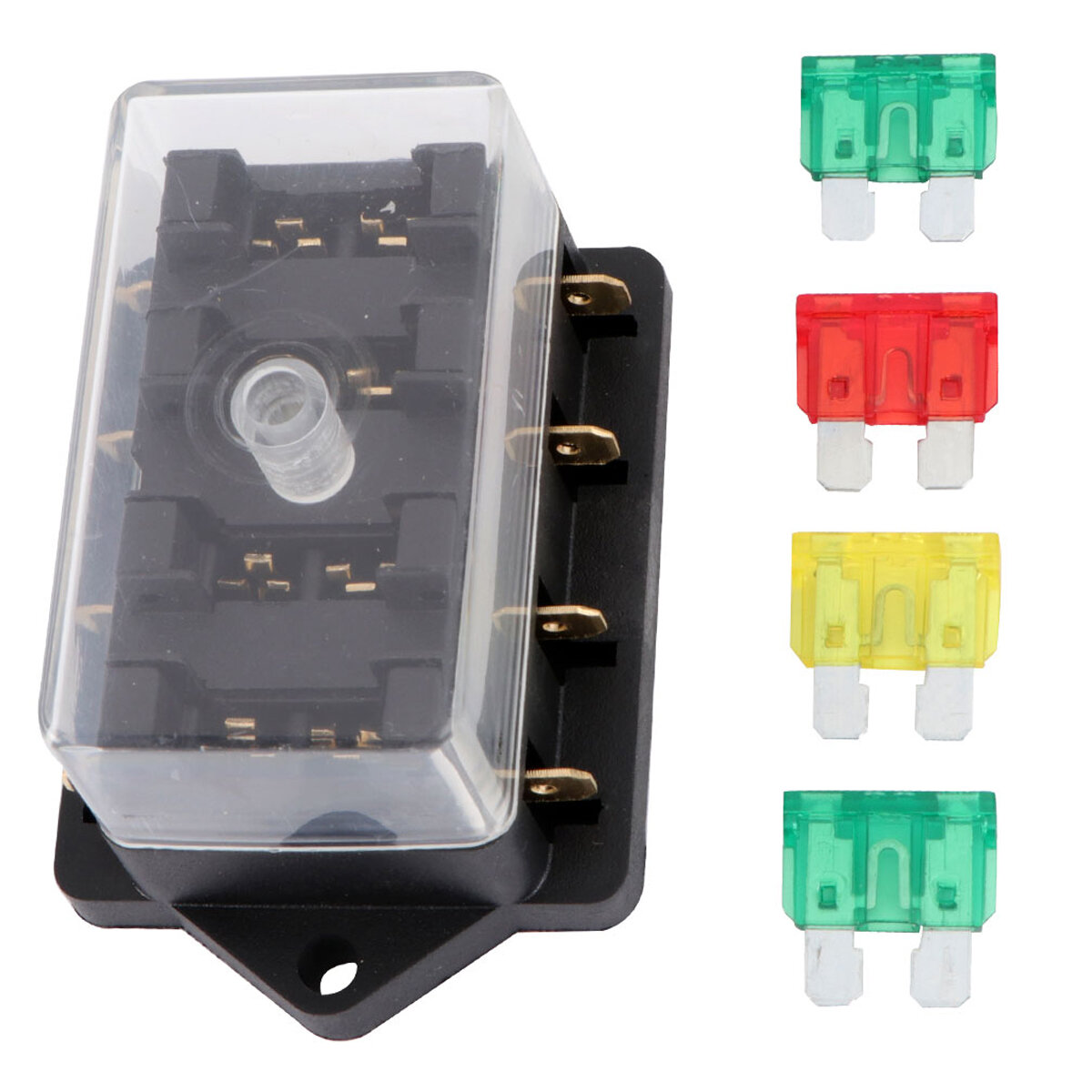 Четырёхканальный корпус для автомобильных предохранителей с 4 плавкими вставками 10а, 20а, 30а, 30а для защиты