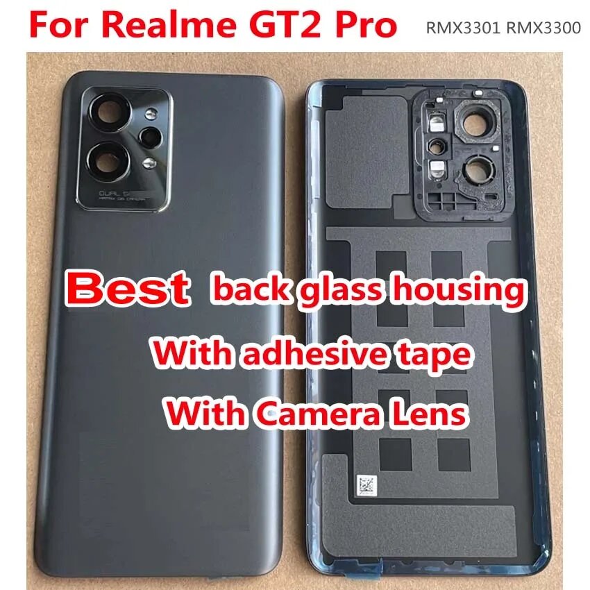 Задняя крышка из стекла Grade AAA+ для Realme GT2 Pro, корпус, чехол, крышка телефона + линза камеры GT 2 Pro
