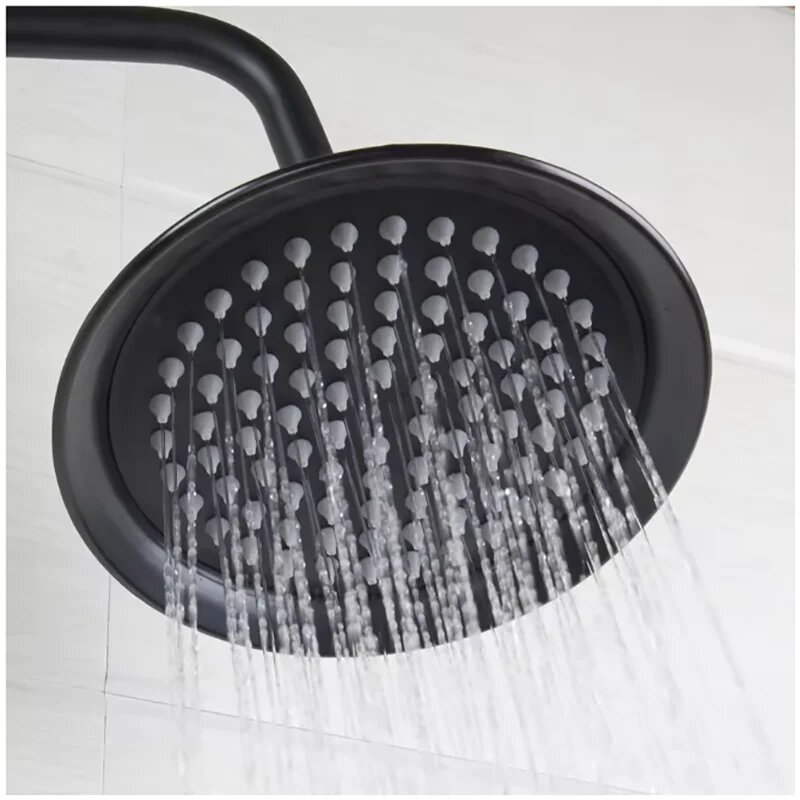 Система душа Torayvino Black для ванной комнаты, настенная, 8" дождевой душ, смесительный кран, смесительный клапан с 3 функциями, комбинированный набор — только верхний душ