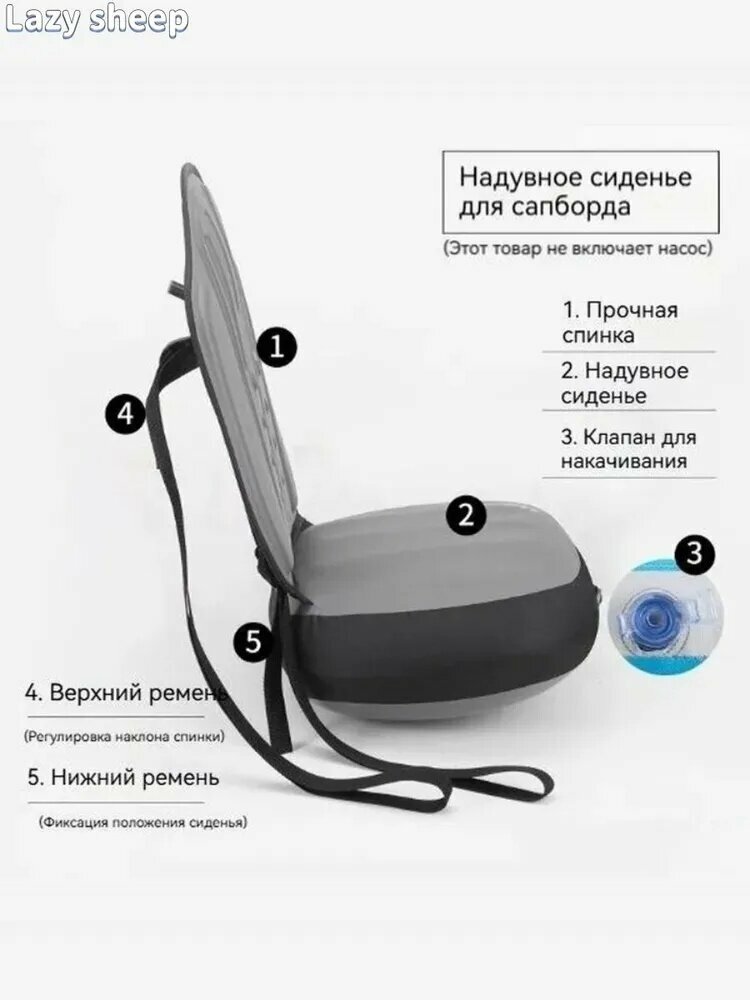 Надувное сиденье для SUP-борда — комфортный отдых на воде с поддержкой спины, для рыбалки и прогулок — фото 1