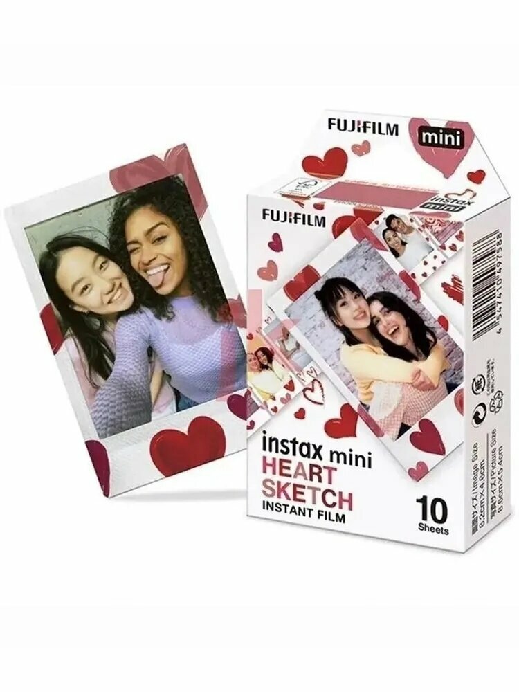 Картридж для фото Fujifilm Instax Mini HEART SKETCH, инстакс мини фотобумага 10 снимков