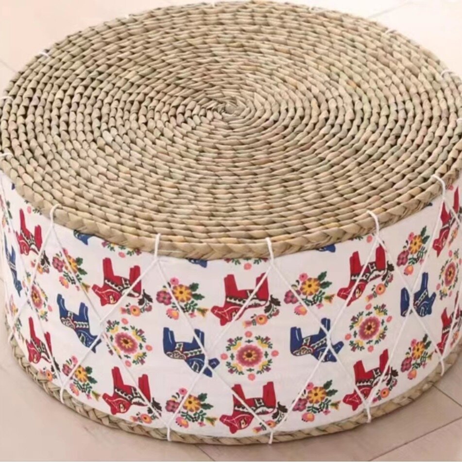 Соломенный круглый пуф Zafu 45X20CM это стильное и функциональное