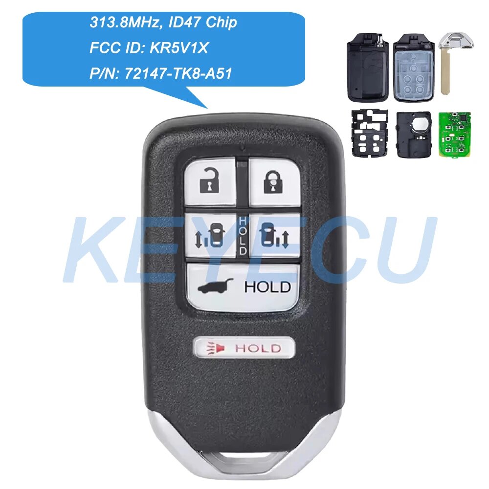 Keyecu автобрелок для Honda Odyssey 2014-2017, 313.8 МГц, ID47, FCC ID: KR5V1X