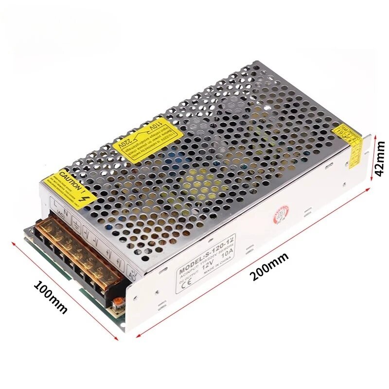 Блок питания 12V 10A 200x100x42 мм