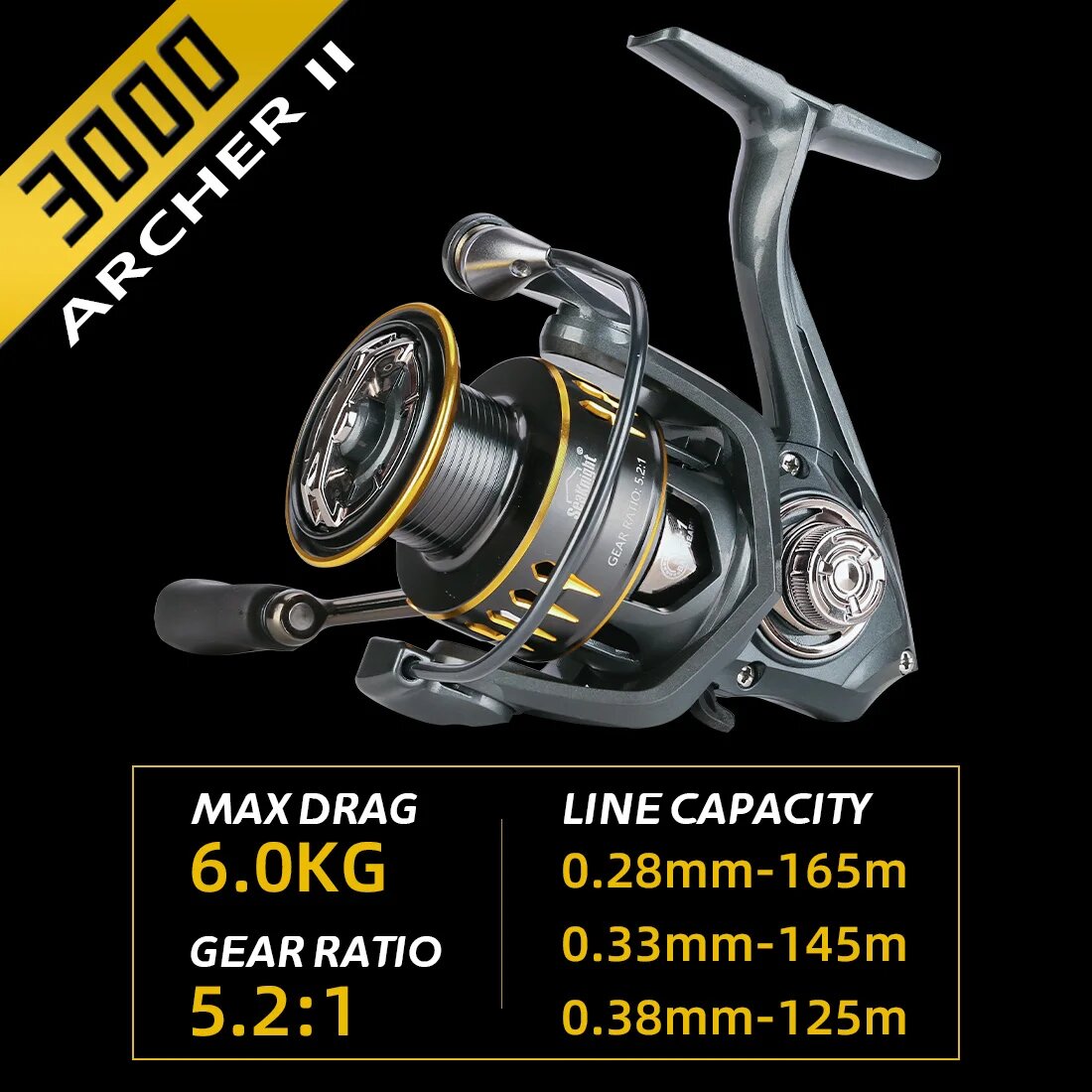 Спиннинговая катушка SeaKnight Archer II 3000, 5.2:1, 6.0KG