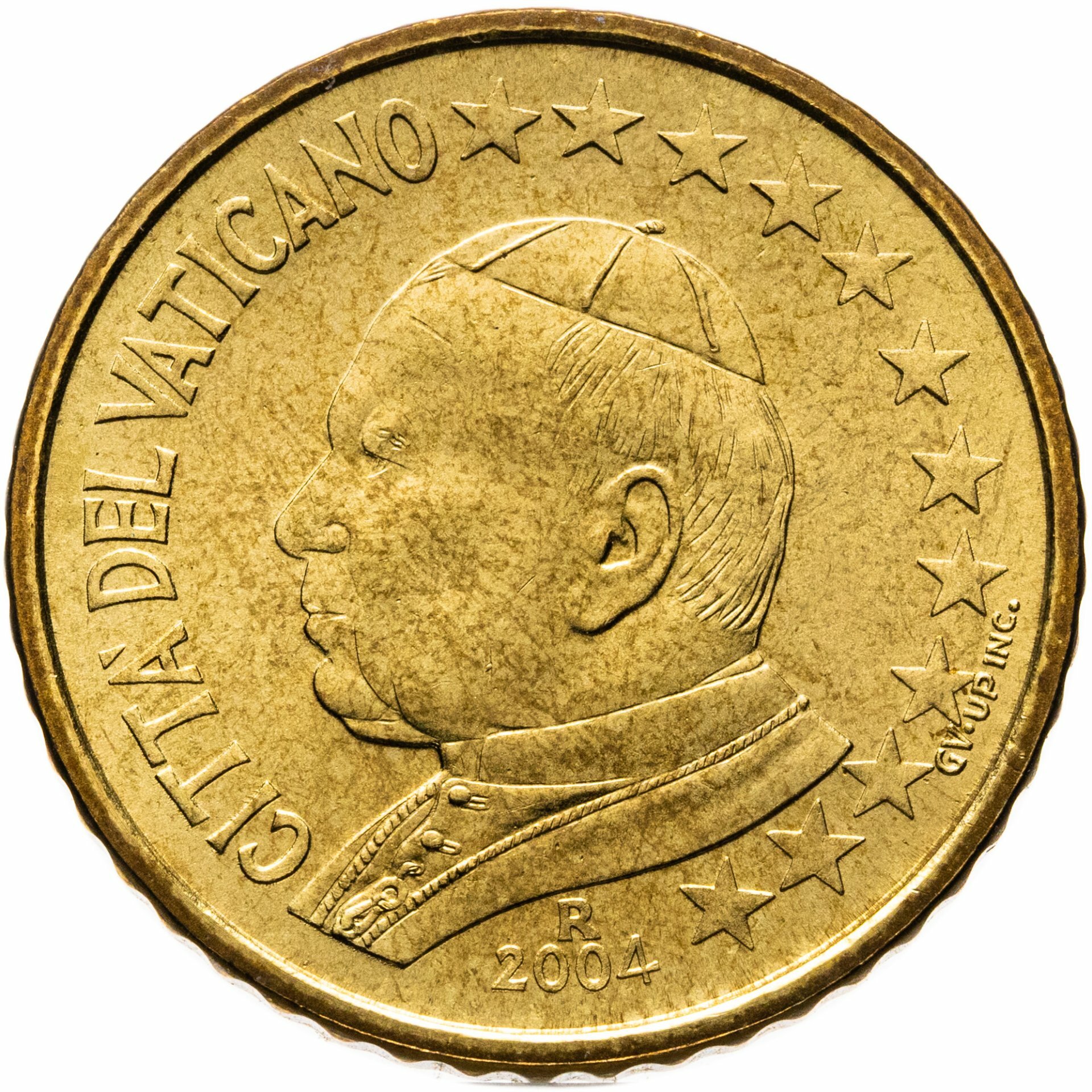 Ватикан 50 центов cents 2004 "Портрет Папы Иоана Павла II", Латунь, в сохранности UNC