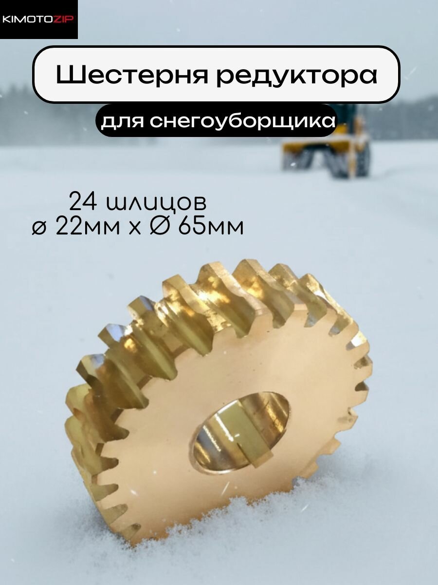Шестерня редуктора снегоуборщика Champion, Sun Garden, DDE, Nomad, 24 шлица, посадочный 22мм, внешний 65мм