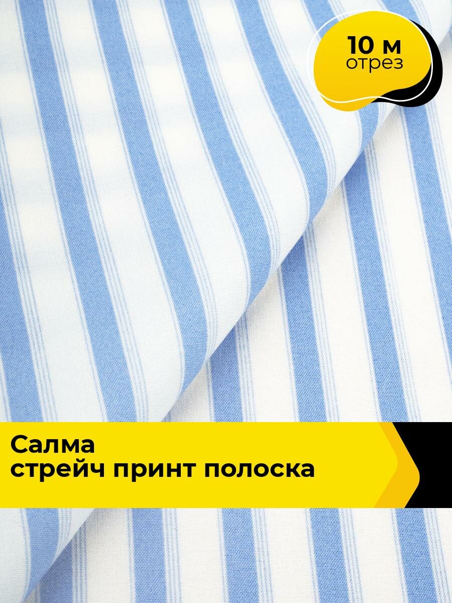 Ткань для шитья и рукоделия "Салма" стрейч принт полоска 10 м*150 см, цвет мультиколор