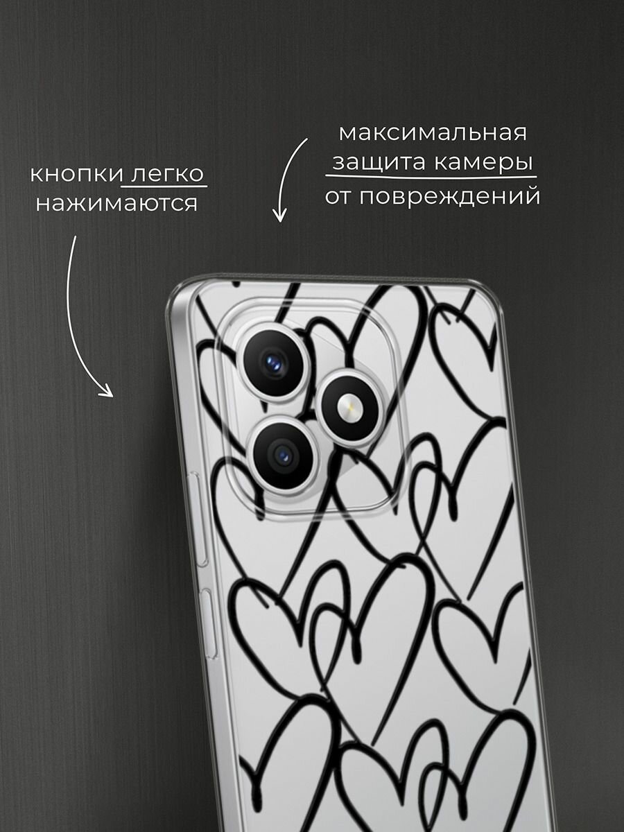 Силиконовый чехол на Honor X8d / Хонор X8d с принтом Hearts doodle black 1 — фото 1
