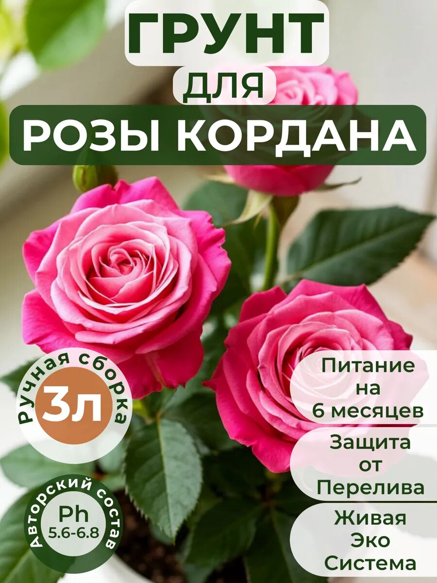 Готовый авторский грунт для Розы Кордана, премиум 3 литра