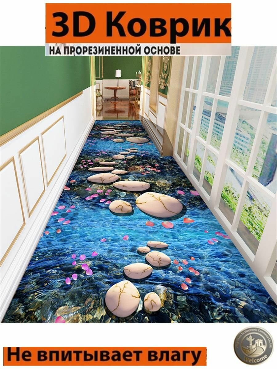Ковер дорожка орхидеи на досках 100x100 см