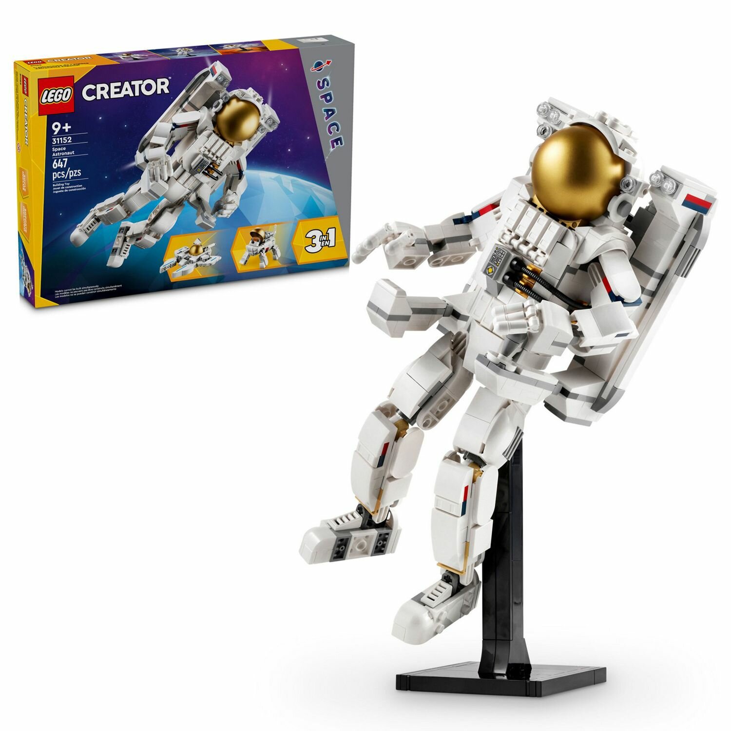 Конструктор детский LEGO Creator 3-in-1 Космический астронавт, 647 деталей, возраст 9+, 31152