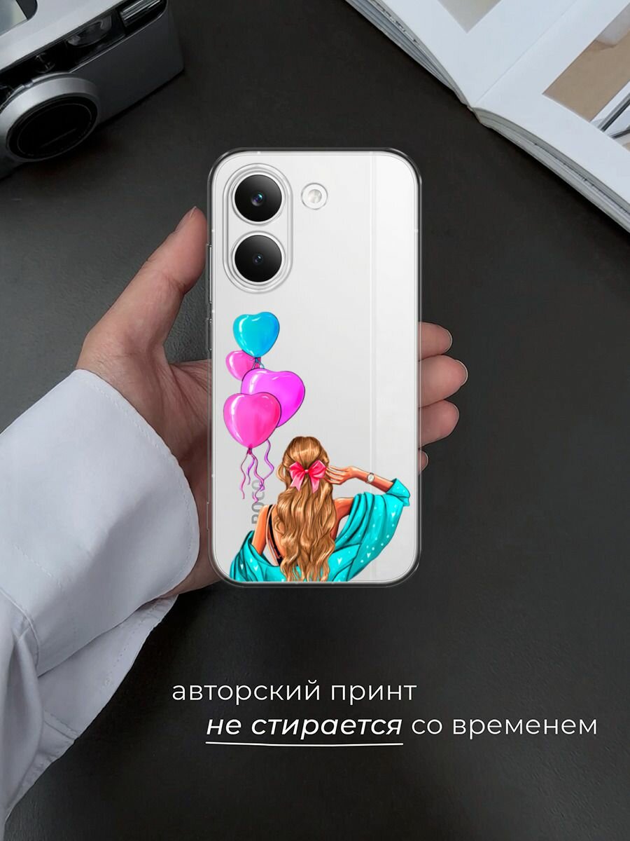 Чехол на Poco X8 Pro / Поко X8 Про с принтом Радость Дня Рождения, прозрачный — фото 1