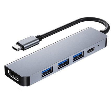 Разветвитель тип-Си 5 в 1 с поддержкой HDMI 4K и портами USB для ноутбука Mac Windows универсальный адаптер