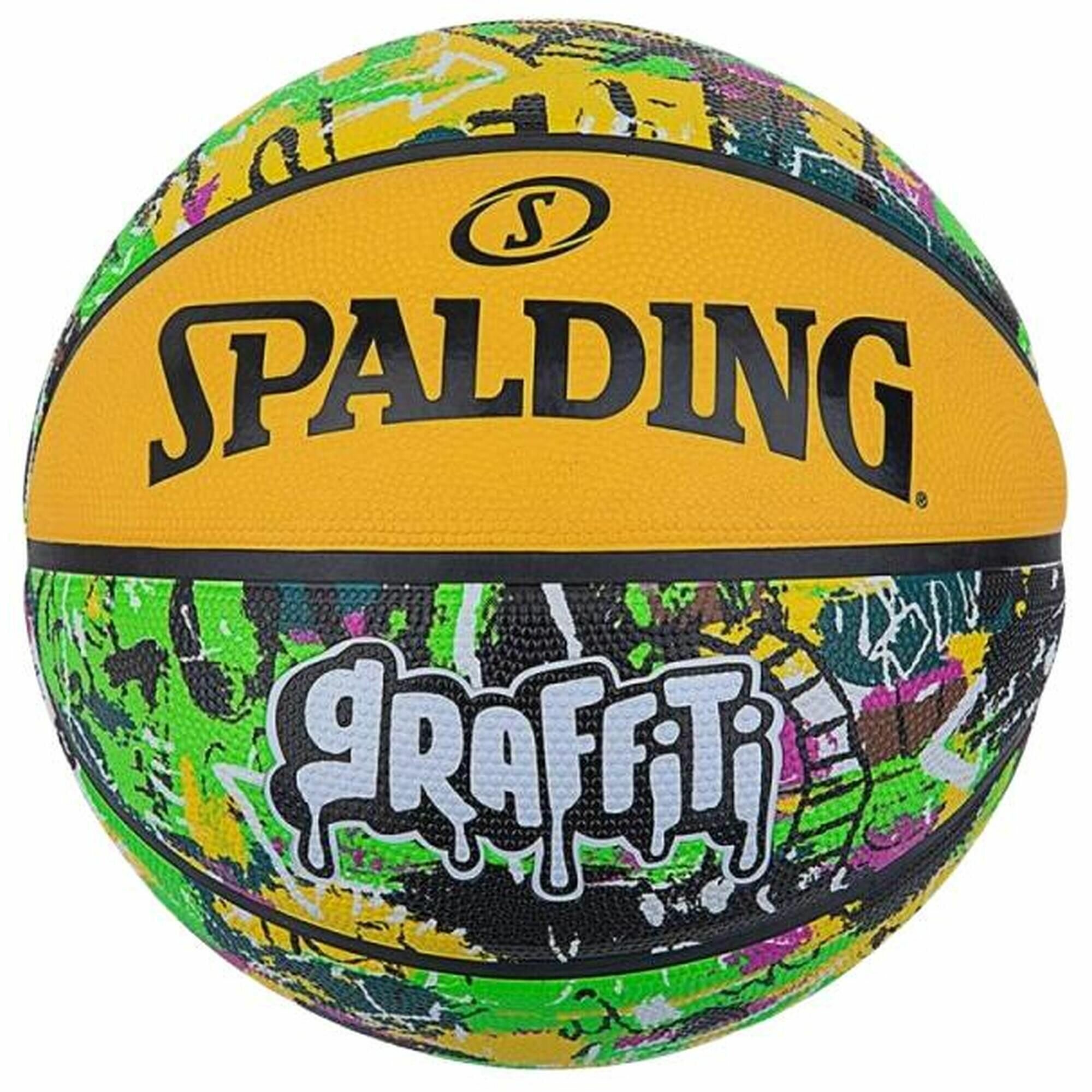 Мяч баскетбольный тренировочный Spalding Grafiitti, Decathlon, Цвет: Зеленый / Желтый, Размер: 7