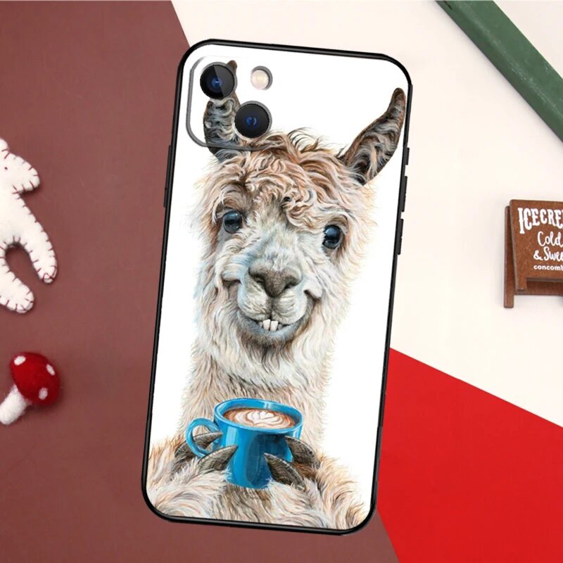 Чехол для iPhone 16e с ламой и кофе, Цвет: 21345