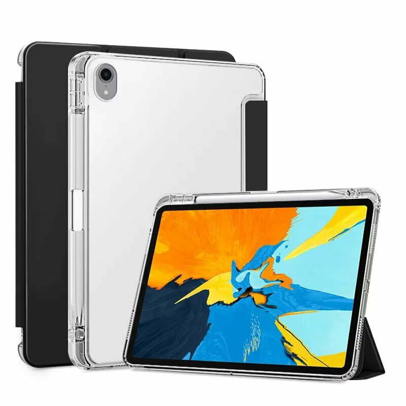 Магнитный папка-чехол для iPad Pro 2018 11 дюймов с отсеком для ручки и закаленным стеклом — Черный