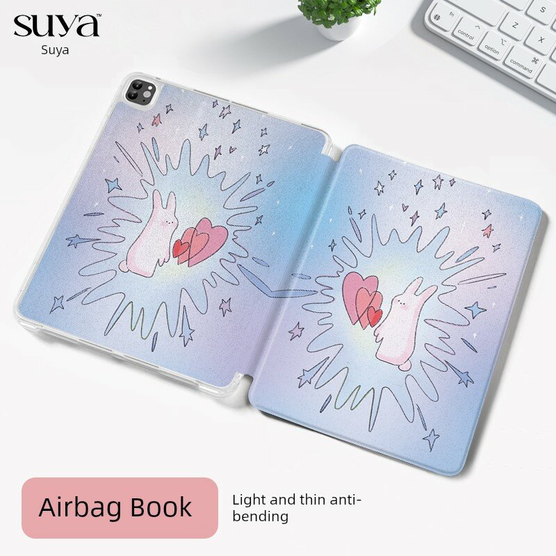 Чехол в стиле книжки с подушками для iPad Air3 10.5 дюймов без отсека для ручки, дизайн мягкой звездной кролика,