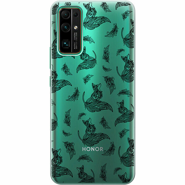 Чехол - накладка Transparent для Honor 30 с 3D принтом "Foxes and feathers"