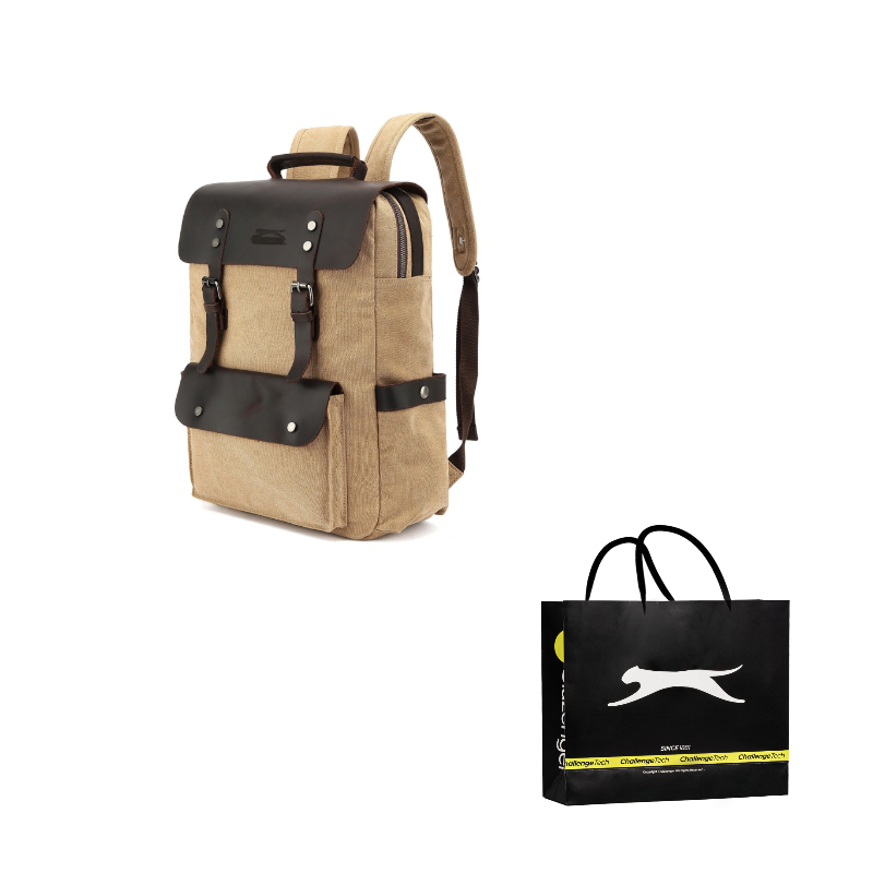 Рюкзак унисекс Slazenger из канваса и кожи верхнего слоя теленка, многоцветный, khaki