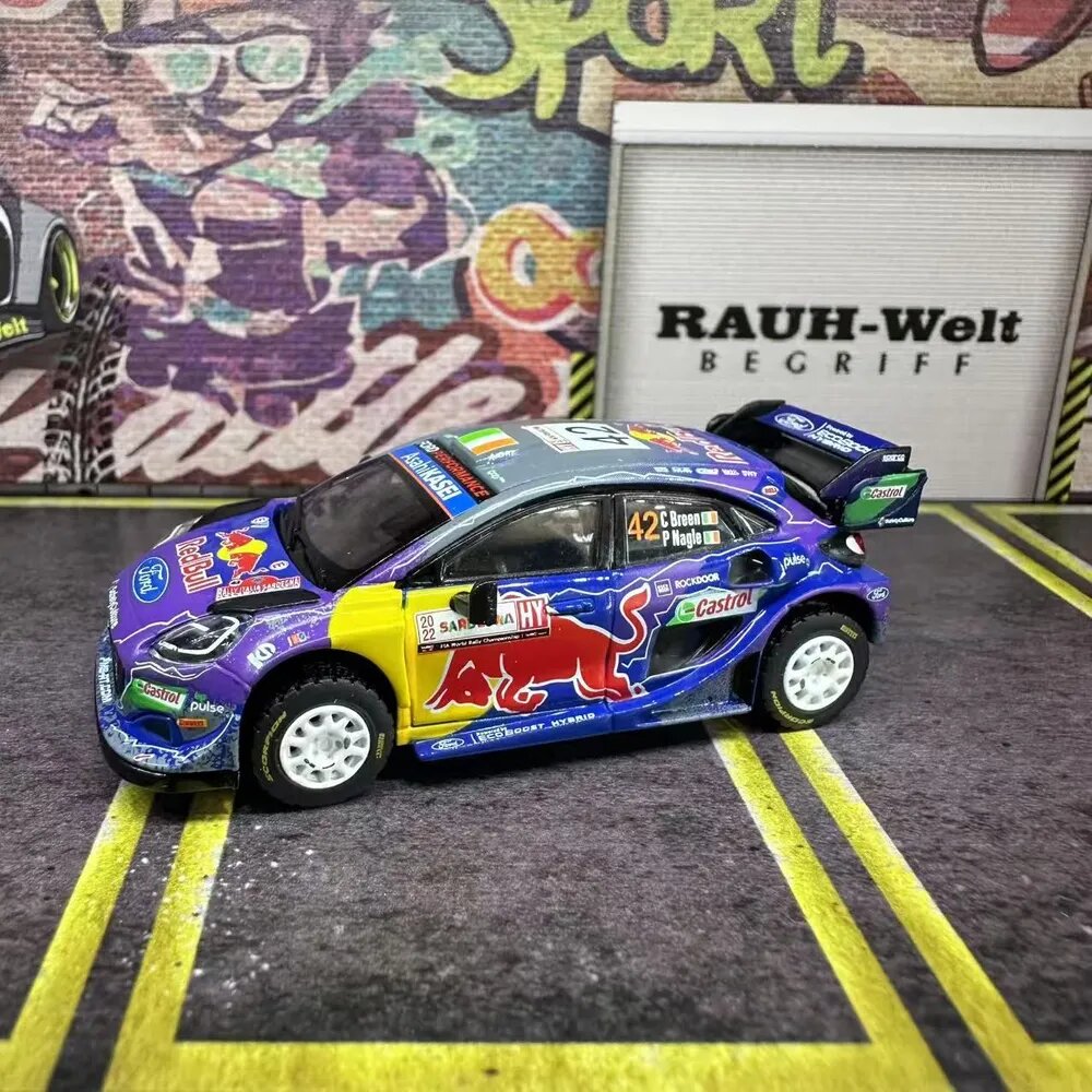 Mini GT #627 1:64 Ford Puma Rally1 42 M-Sport Ford WRT2022 Rally ltalia Sardegna 2nd Place Легковая модель автомобиля