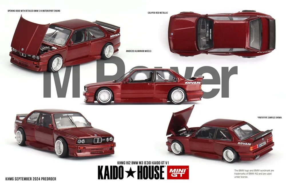MINI GT+KAIDO HOUSE Khmg162 BMW M3 (E30) gt v1 Под Давлением Автомобиль Модели 1/64 Kaido Works V1