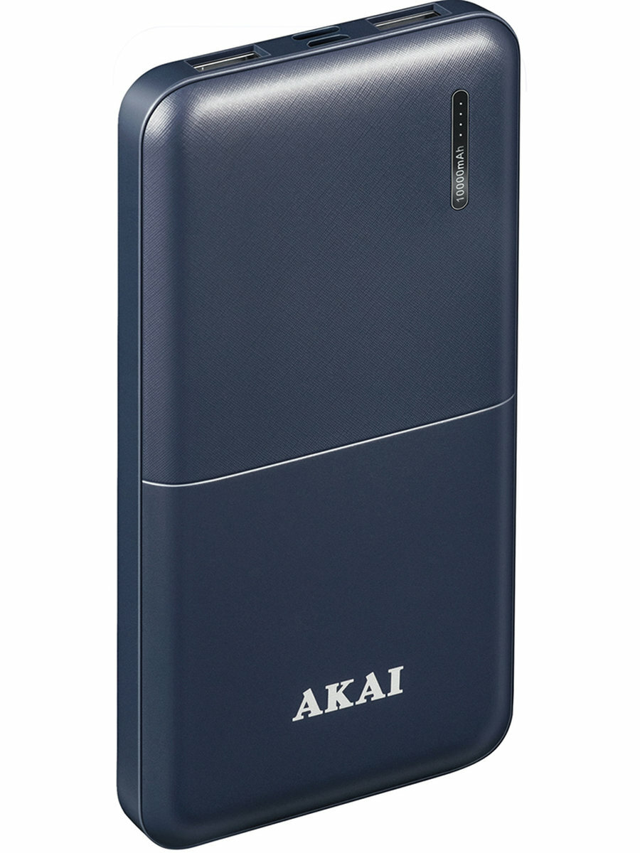 Портативный аккумулятор AKAI BE-10000, 2 порта USB, синий, 10000мАч