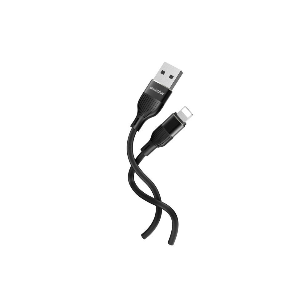 Кабель Smartbuy S72, USB - Lightning, для Apple, 2,4A output, 1м, черный, 384284