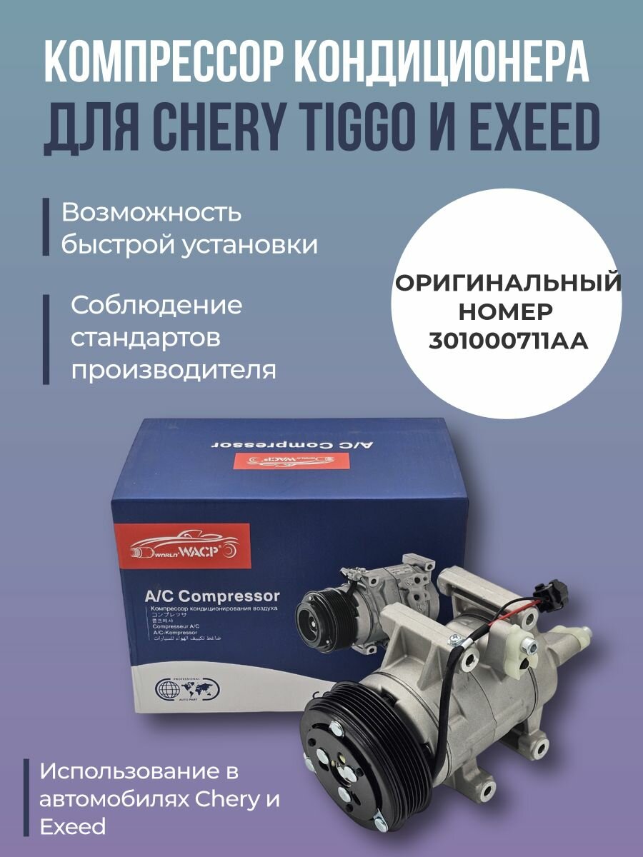 Компрессор кондиционера Chery Tiggo 4 Pro, 7 Pro, 8 Pro, 8 Pro MAX (t1e/t1a/t1d/t19)