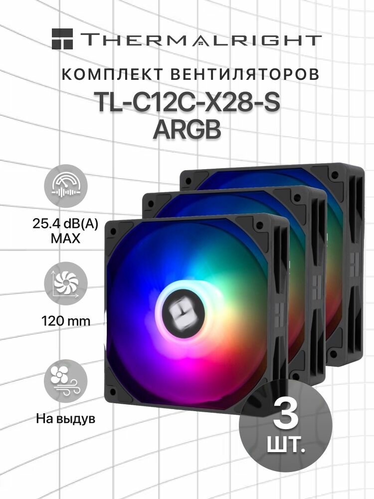 Комплект вентиляторов для корпуса 3 шт. Thermalright TL-C12C-X28-S / ARGB / 120mm PWM / TRTLC12CX28S