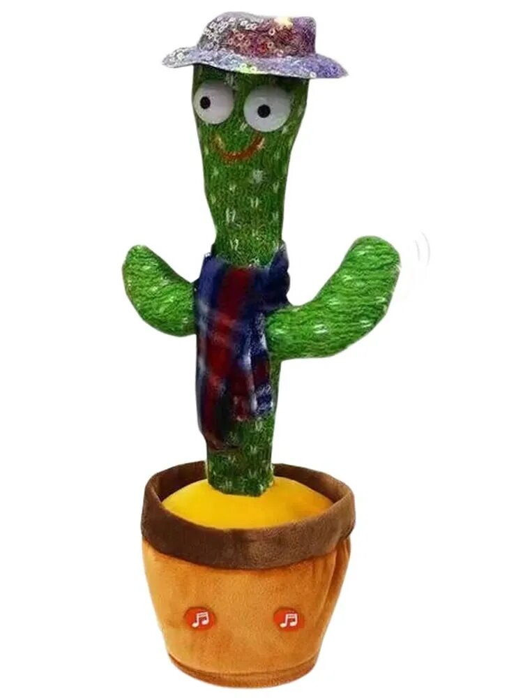 Поющая и танцующая игрушка кактус (с зарядкой через USB)