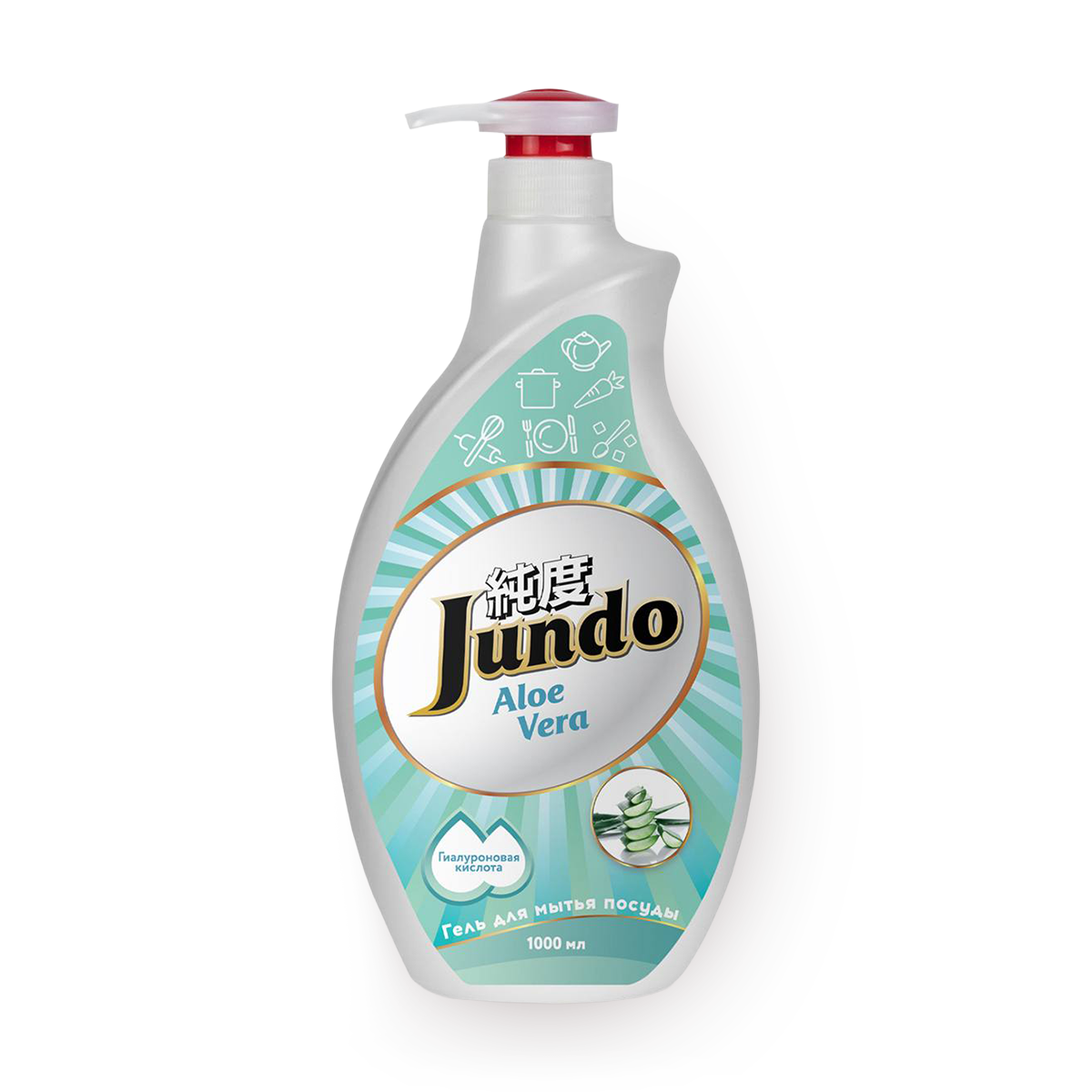Гель для мытья посуды Jundo "Aloe Vera", концентрат, с дозатором, 1 л