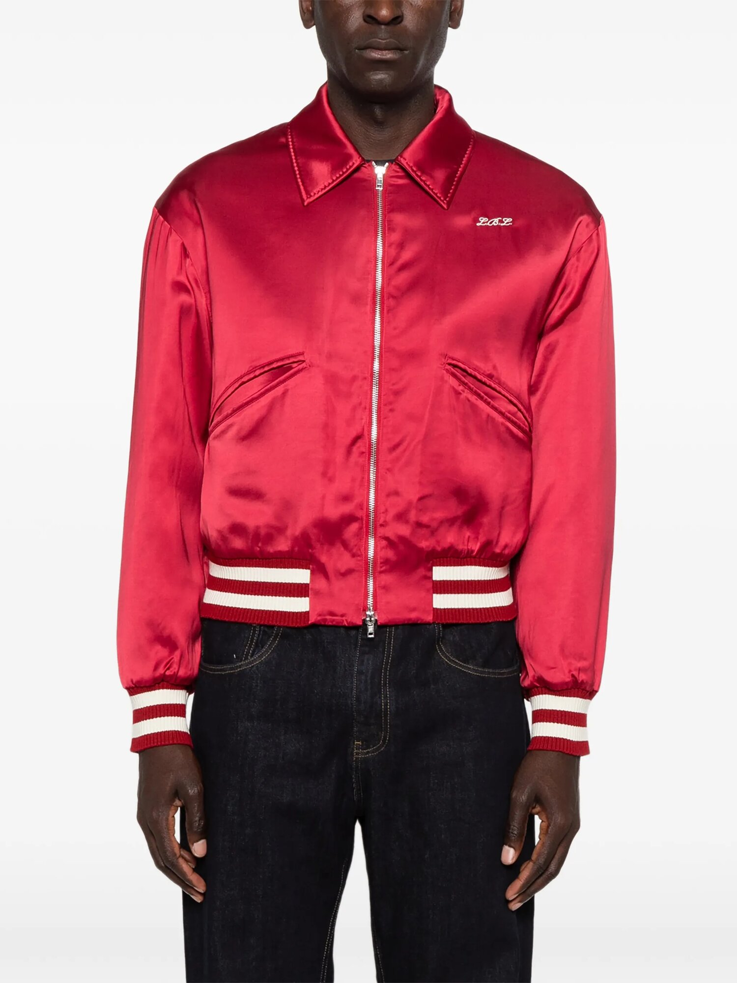 Куртка Second/Layer Satin-finish embroidered bomber jacket, размер 48, red — фото 1
