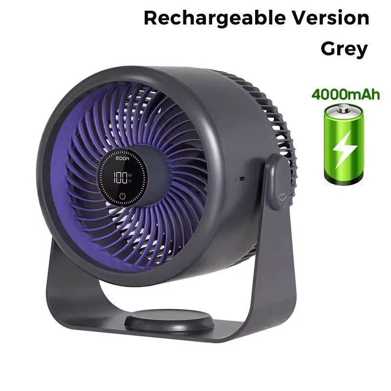 Вентилятор для циркуляции воздуха EDON E801 USB портативный вентилятор с цифровым дисплеем электрический настенный потолочный вентилятор охладитель воздуха для дома кухни с зарядкой серый