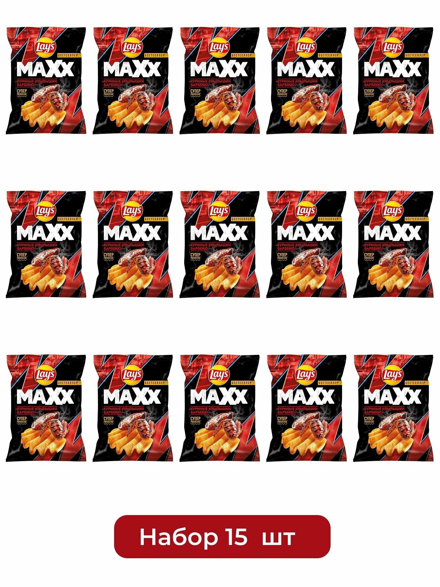 Чипсы Lay's Maxxx куриные крылышки барбекю, 100г х 15шт.