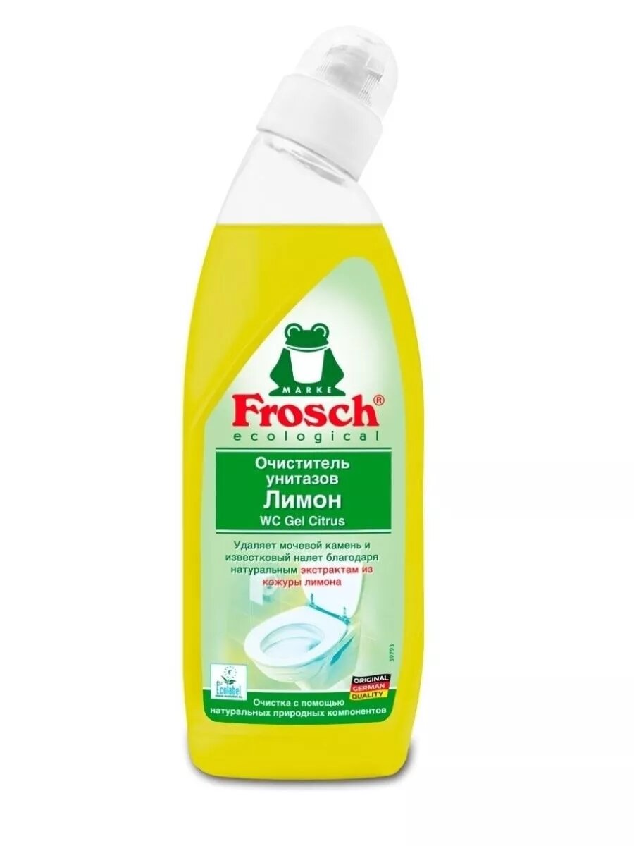Очиститель унитаза Frosch "Лимон", антибактериальный гель, 750 мл