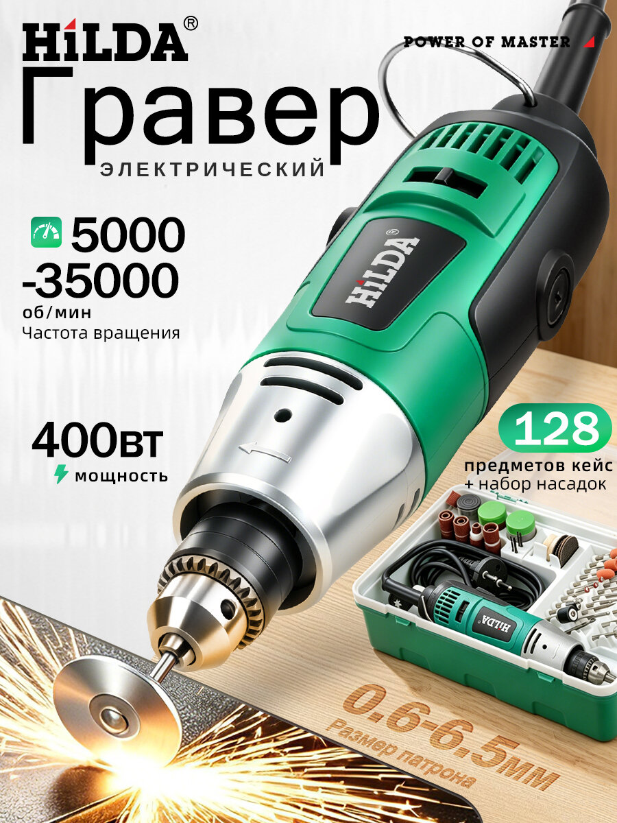 Гравер электрический мощный 300 ВТ,35000 об/мин, регулировка скорости электрическая мини дрель-шлифовальная машина