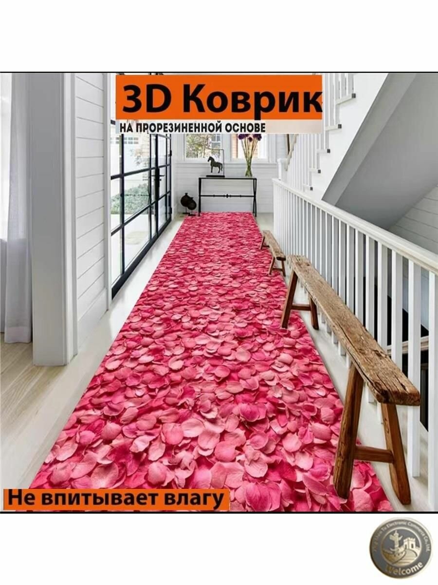 Ковер дорожка орхидеи на досках 100x400 см